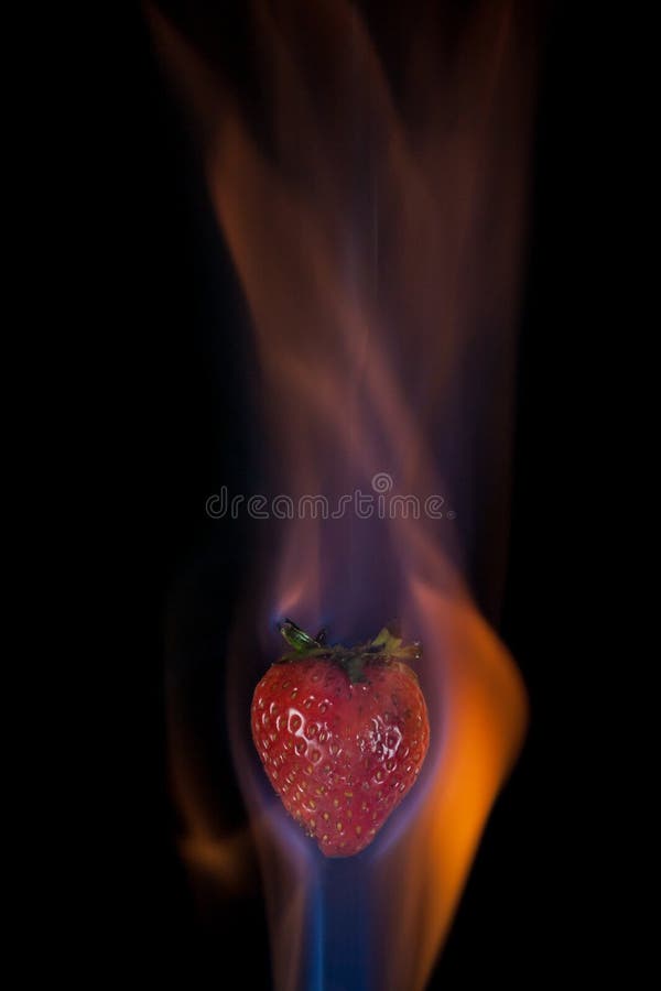 Strawberry on fire stock photo. Image of danger, grilling - 57772126