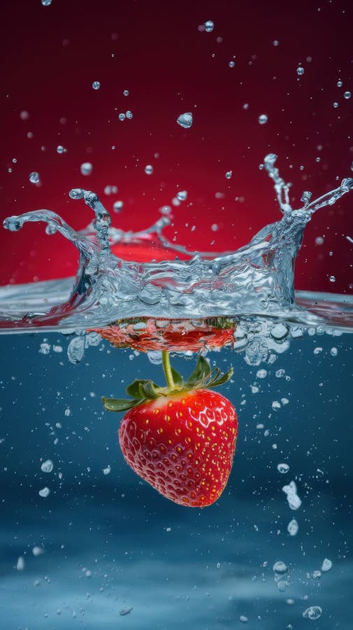 Strawberry is Floating in a Pool of Water Stock Illustration ...