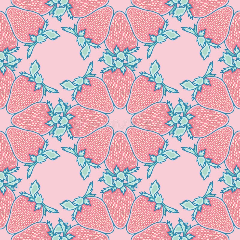 Strawberry Flowers Seamless Pattern Background Stock Vector ...