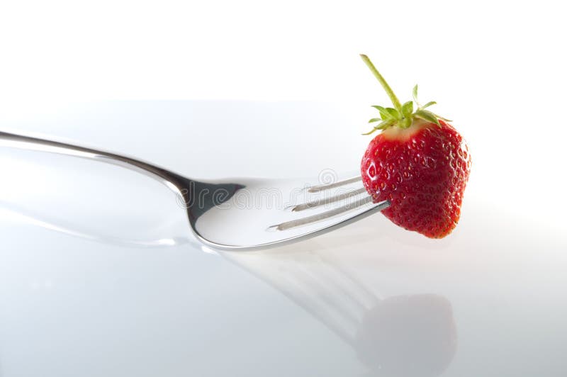 Strawberry with fork. stock image. Image of strawberry - 15669791