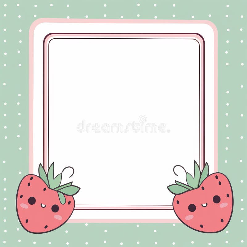 A Strawberry Frame with a Pink Border Stock Illustration - Illustration ...