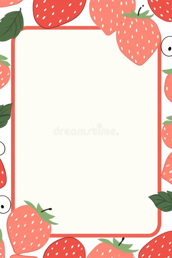 A Strawberry Frame with a White Border and a Place for Your Text Stock ...