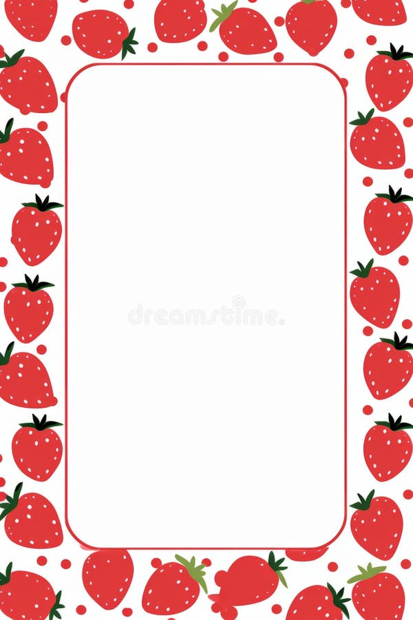A Strawberry Frame with a White Border and Red Strawberries Stock ...