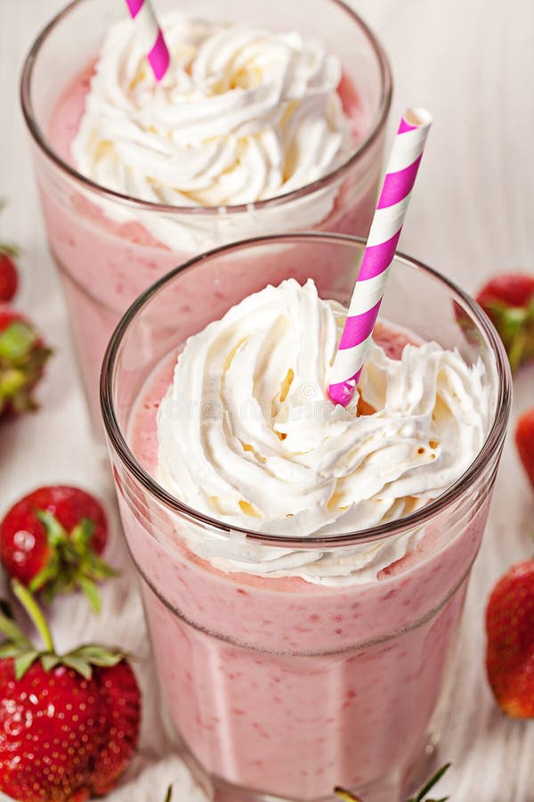 Strawberry Fresh Milkshake Summer Drink Stock Photo - Image of dessert ...