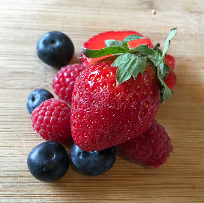 Strawberry and Fresh Red and Black Berries Stock Image - Image of crisp ...