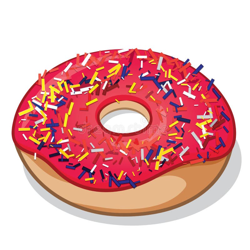 Strawberry Frosted Donut with Candy Sprinkles Stock Vector ...