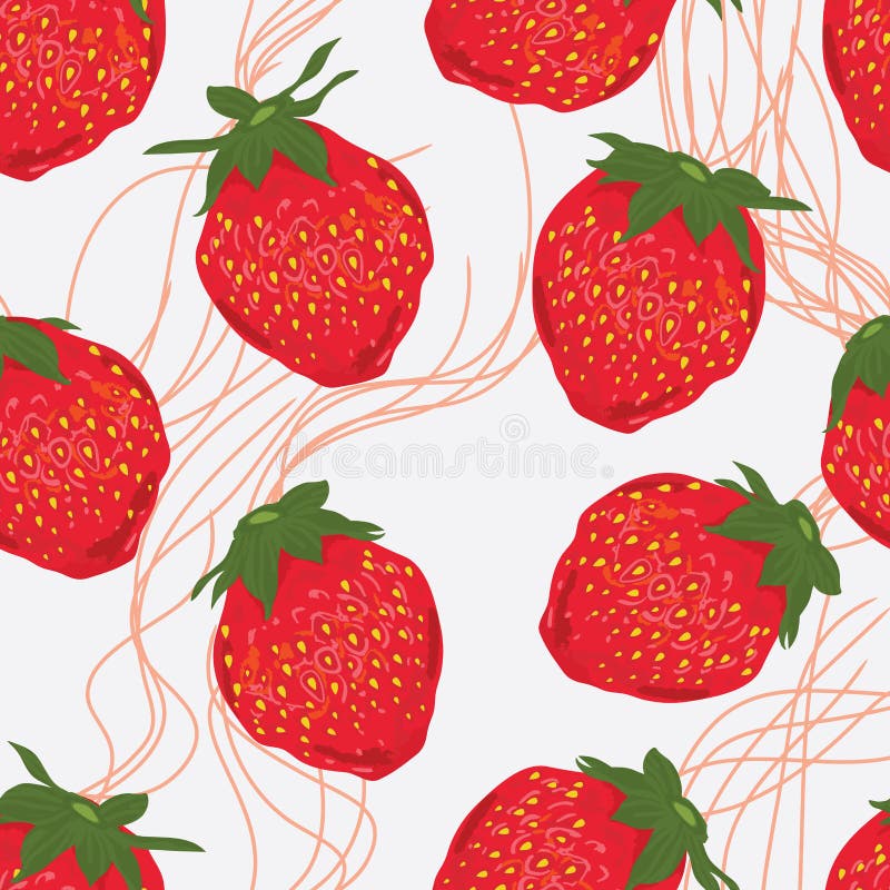 Strawberry Seamless Pattern Stock Vector - Illustration of carved ...