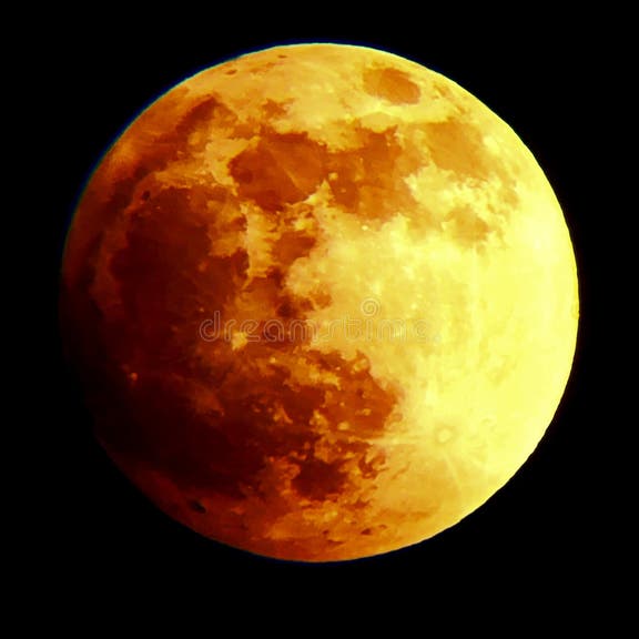 Strawberry Full Moon Eclipse Close Up Stock Image - Image of eclipse ...