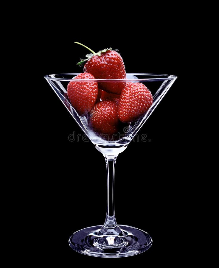 Strawberry in glass stock photo. Image of mirror, green - 76694898