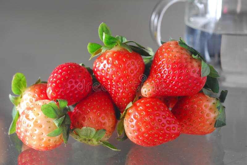 Strawberry with Glass of Water Stock Image - Image of banana, water ...