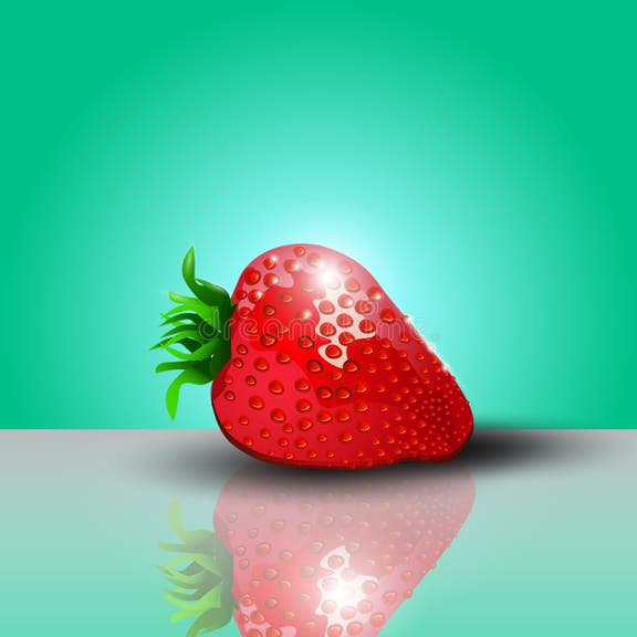 Strawberry with Glow Shadow and Reflection from the Surface Stock ...