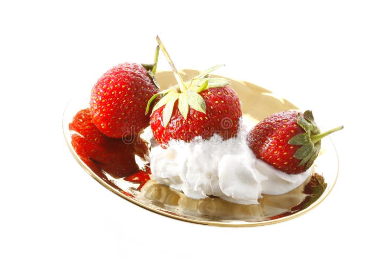 Strawberry in a Golden Plate Stock Image - Image of golden, strawberry ...