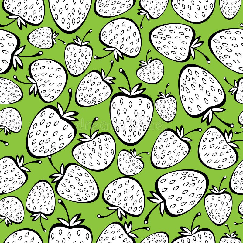 Strawberry on Green Seamless Pattern Stock Vector - Illustration of ...