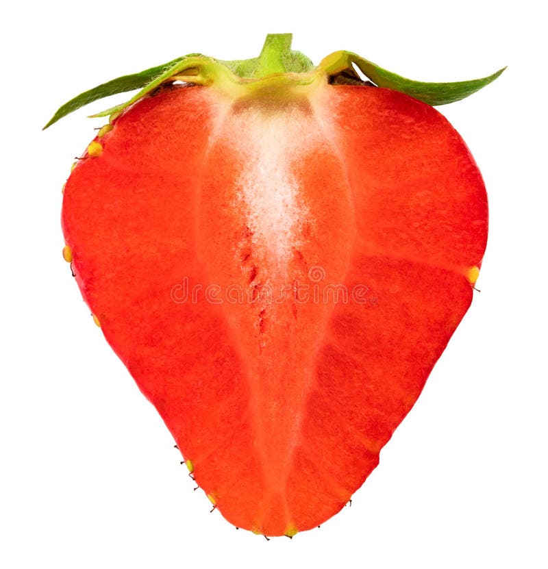 Strawberry Half Isolated on White Background. Clipping Path Stock Photo ...
