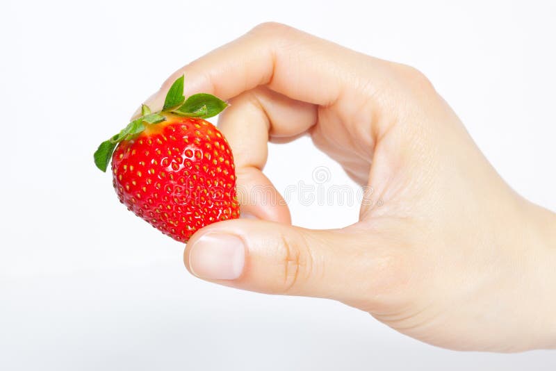 Strawberry in hand stock photo. Image of vitamin, attractive - 18217468