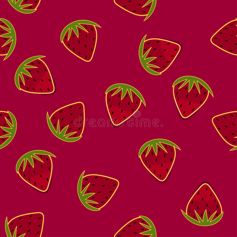 Strawberry Hand Drawn Seamless Wallpaper Stock Vector - Illustration of ...