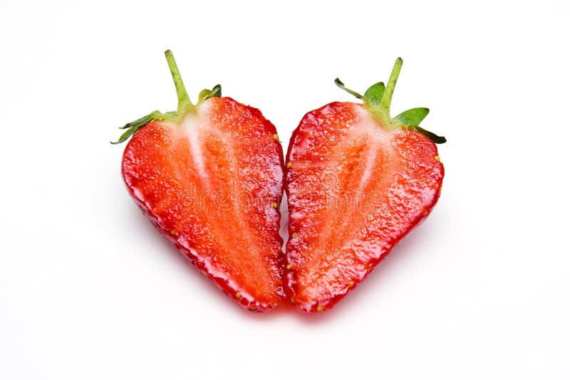 Two Heart Shaped Strawberry Halves White Background Stock Photos - Free ...