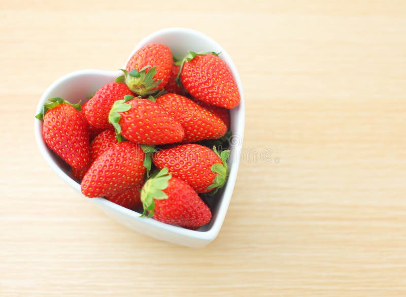 Strawberry in Heart Shape Bowl Stock Photo - Image of fresh, natural ...