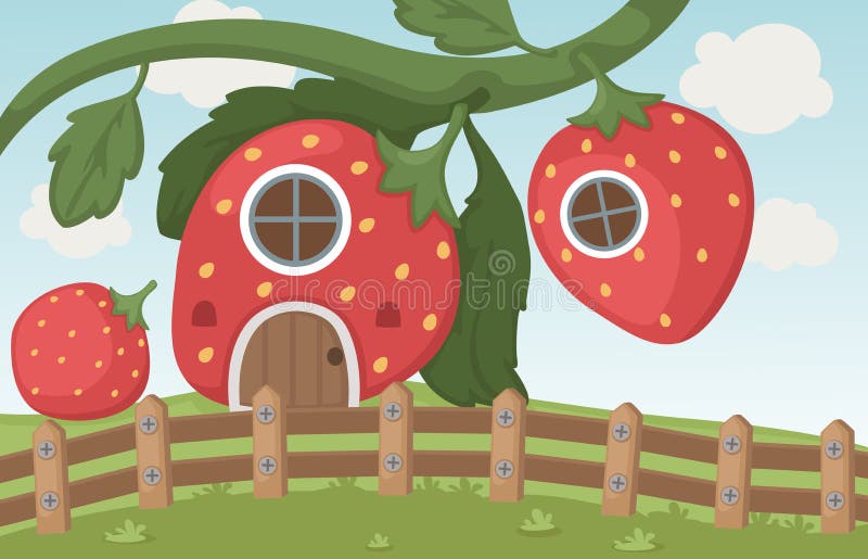 Strawberry house stock vector. Illustration of field - 42434319
