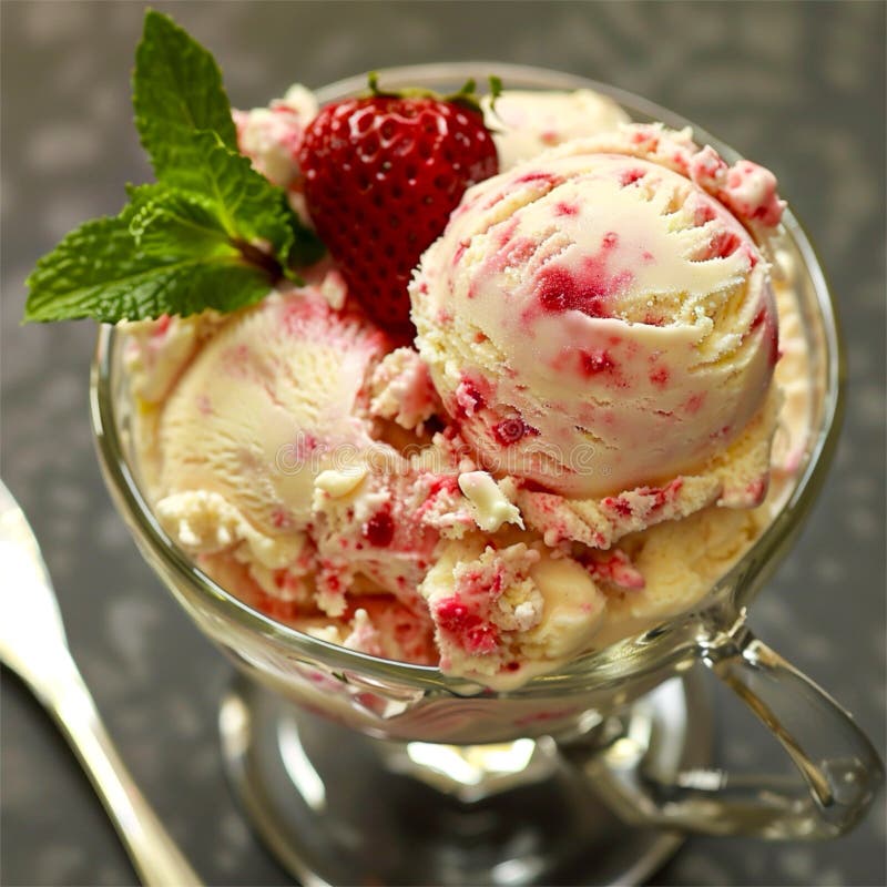 Strawberry Ice Cream in Cup, Sweet, Delicious Stock Image - Image of ...