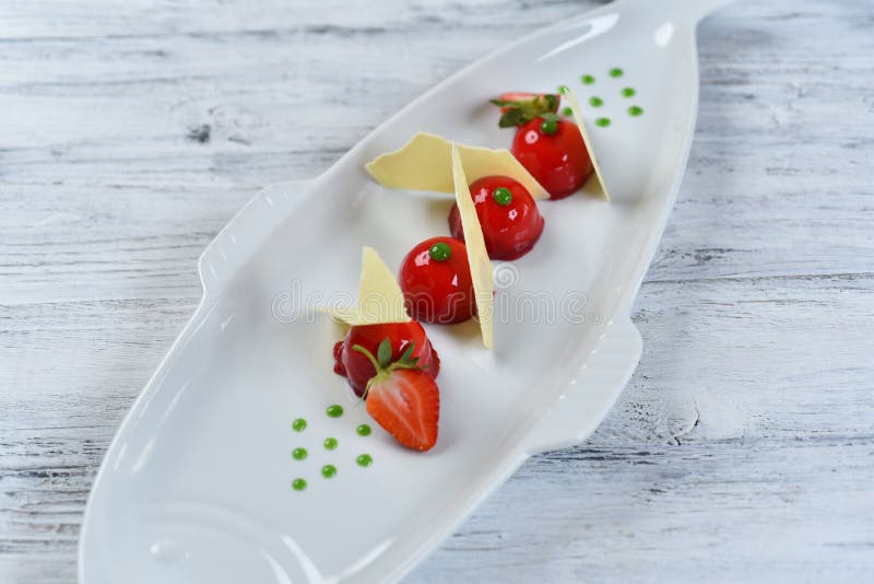 Strawberry Ice Cream, Strawberry Dessert with Chocolate Chips on a ...