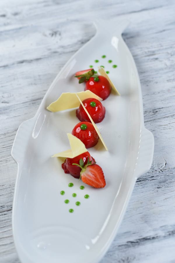 Strawberry Ice Cream, Strawberry Dessert with Chocolate Chips on a ...