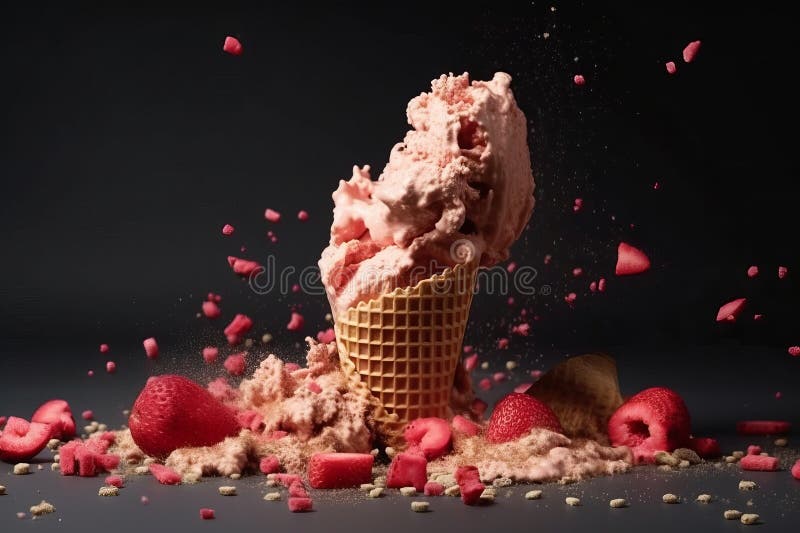 Strawberry Ice Cream Melting Made with Generative Ai. Generative Ai ...