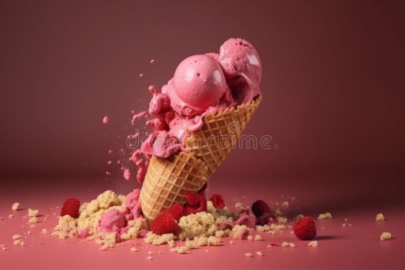 Strawberry Ice Cream Melting Made with Generative Ai. Generative Ai ...