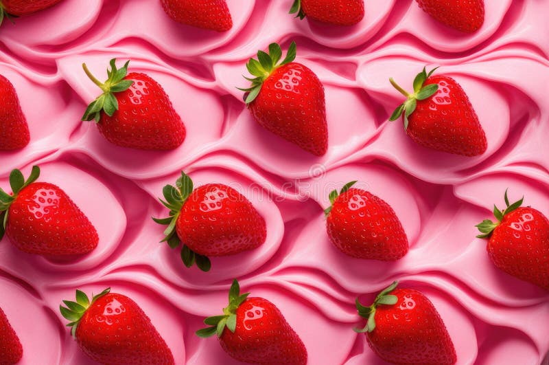 Strawberry Ice Cream Texture with Whole Berries Stock Image - Image of ...