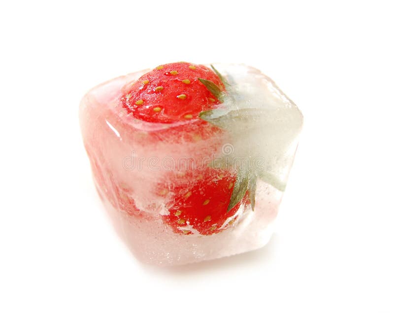 Strawberry ice cube stock photo. Image of fresh, white - 11654864