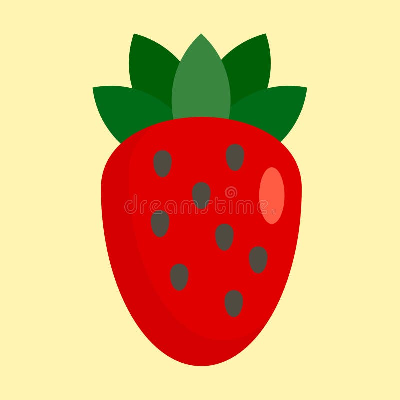 Strawberry Icon, Flat Style Stock Vector - Illustration of food ...