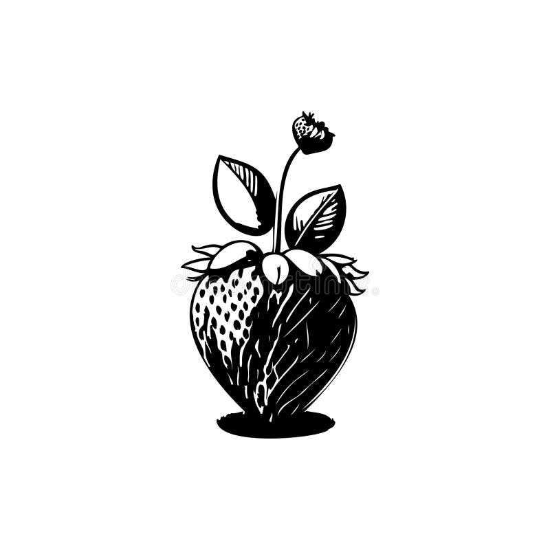 Strawberry Icon Hand Draw Black Thanksgiving Fruit Colour Logo Symbol ...