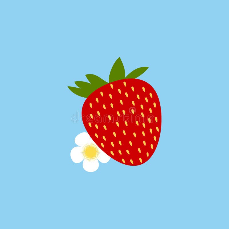 Strawberry Icon Isolated on Blue Background Stock Illustration ...