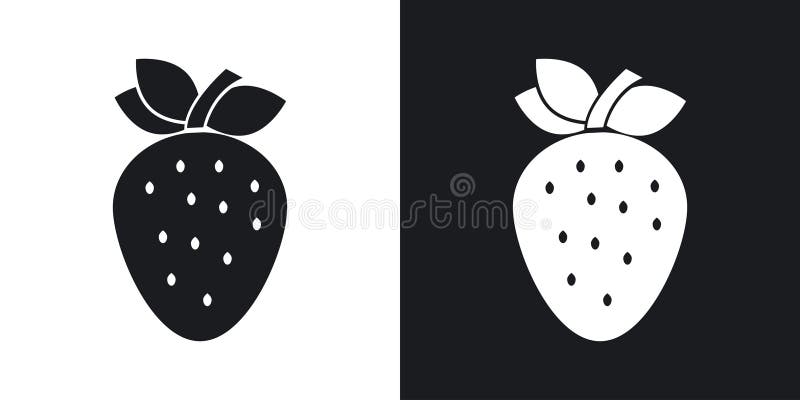 Strawberry Icon Set. Strawberry Fruit Vector Symbol in Black Filled and ...