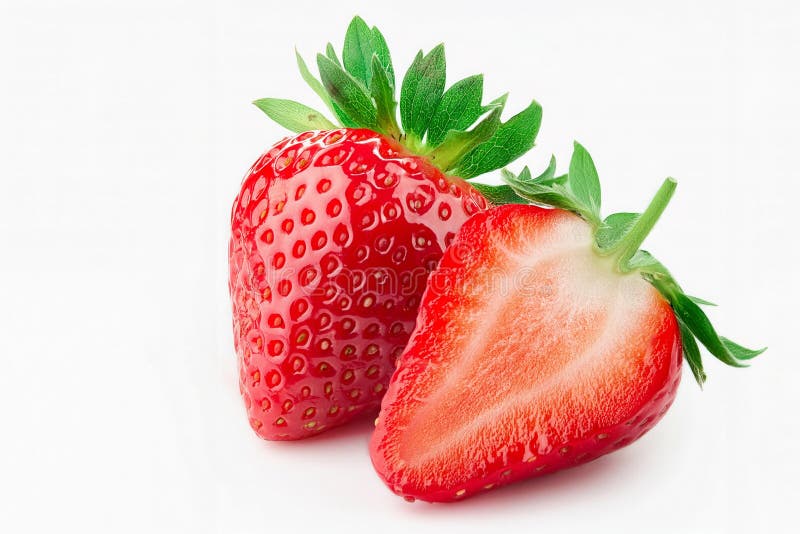 Strawberry Isolated. Strawberries Isolate. Whole, Half, Cut Strawberry ...