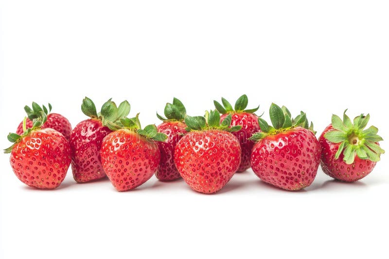 Strawberry Isolated on White Background, Front View. Stock Illustration ...