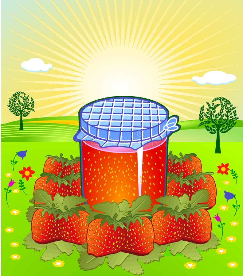 Strawberry jam stock vector. Illustration of compote - 14446707