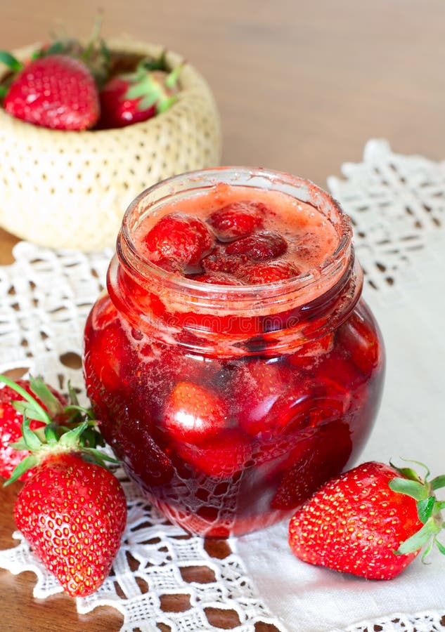Strawberry jam stock photo. Image of flavor, aroma, wood - 19796534