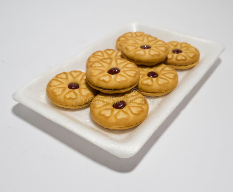Strawberry Jam-flavored Biscuits in a White Container Stock Image ...