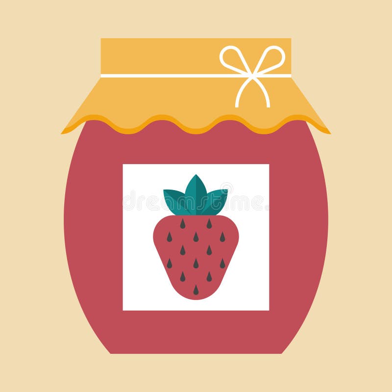 Strawberry Jam in Glass Jar Vector Cartoon Stock Vector - Illustration ...