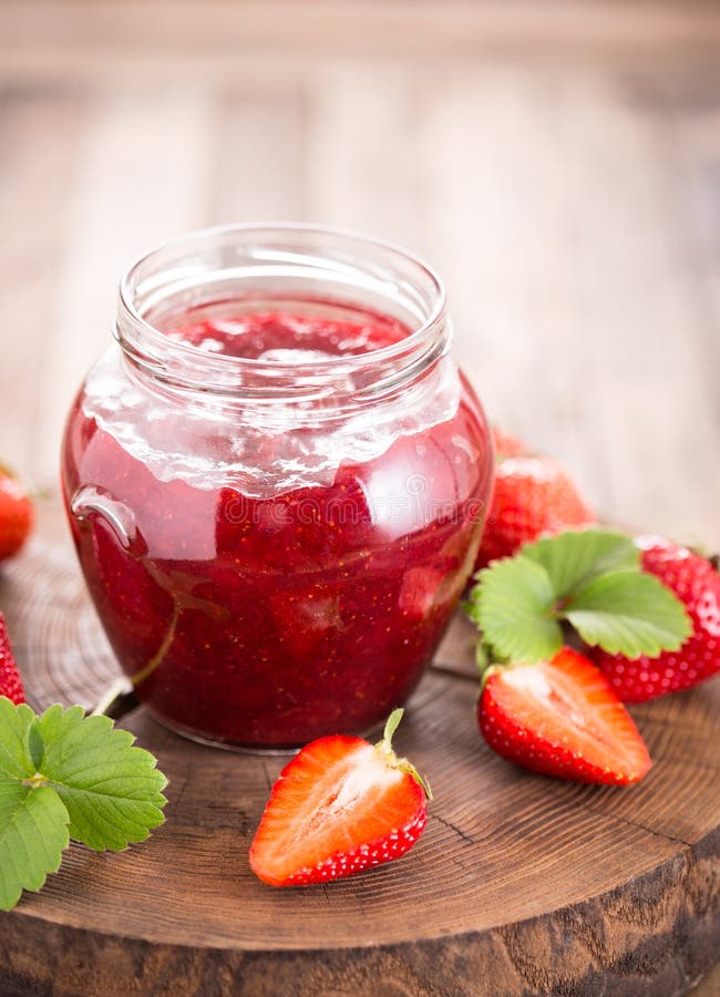 Strawberry jam in the jar stock photo. Image of organic - 75056086