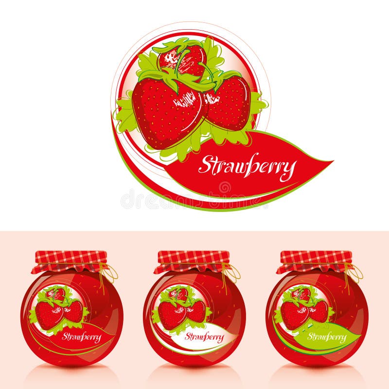 Strawberry Jam Label with Jar Stock Vector - Illustration of label ...