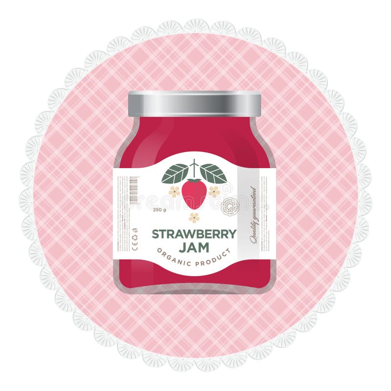 Strawberry Jam Label and Packaging. the Flat Original Illustration and ...