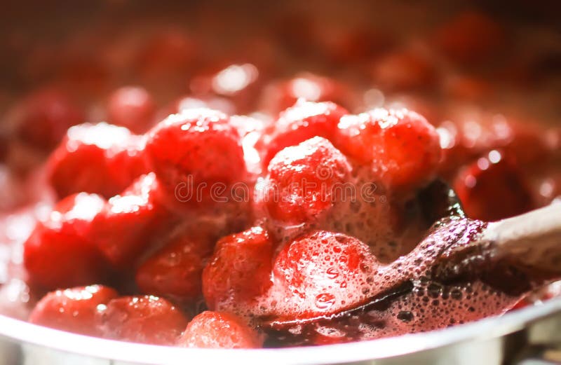 Strawberry Jam Preparing Process Stock Photo - Image of kitchen, berry ...