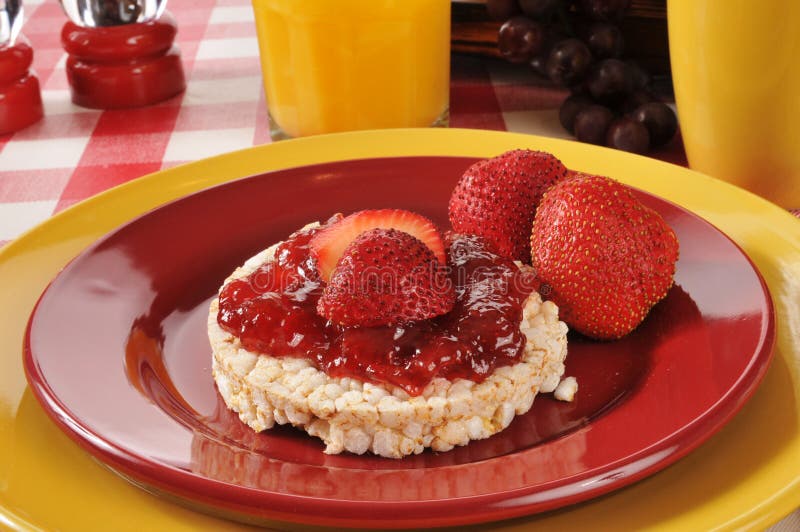 Strawberry Jam on a Rice Cake Stock Image - Image of jelly, healthy ...