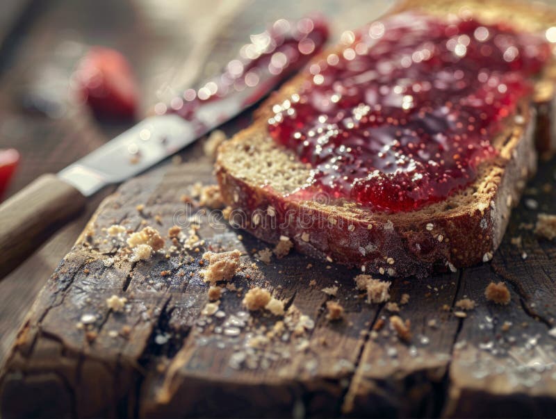 Strawberry Jam on Rustic Bread Stock Image - Image of closeup, snack ...