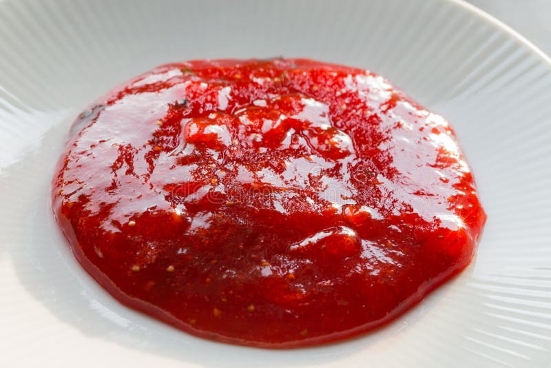 Strawberry Jam Sample on a White Plate Stock Image - Image of homemade ...