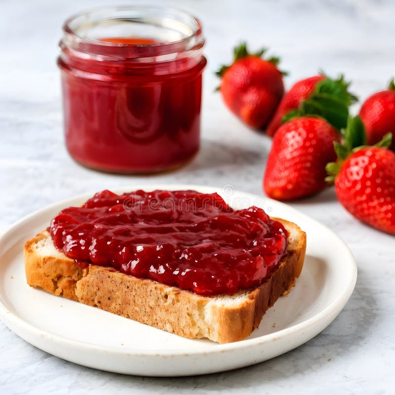 Strawberry jam and toast stock illustration. Illustration of strawberry ...