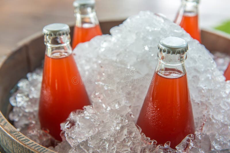 Strawberry Juice Bottle Ice Cold in the Icebox Stock Photo - Image of ...