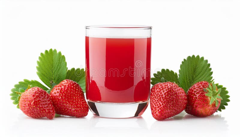 Strawberry Juice Front View Isolate on White Background Stock ...